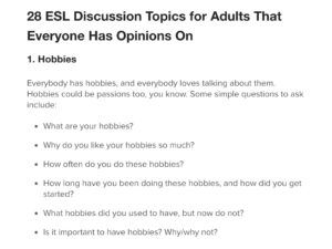 ESL and EFL Conversation Activities | ESL Conversation Lessons